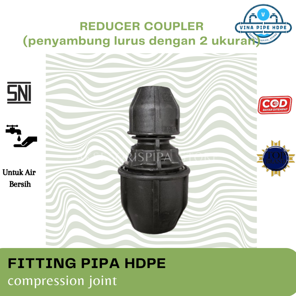 Jual Reducer Coupler hdpe dari ukuran 50mm x 40mm atau 1 1/2" ke 1 1/4 ...