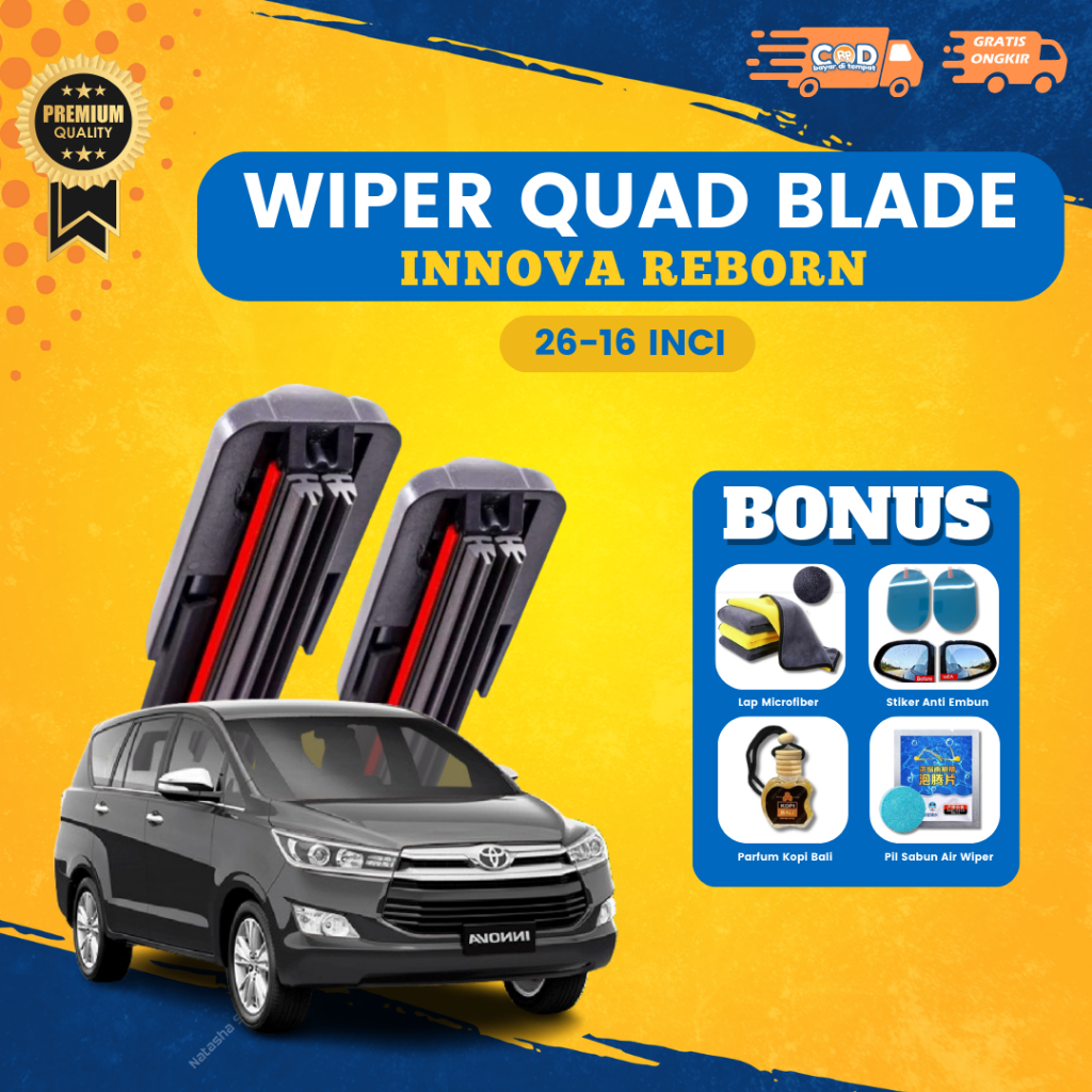 Jual Wiper Quad 4 Lapis Karet INNOVA REBORN (ukuran 26-16 inci) + 4 ...