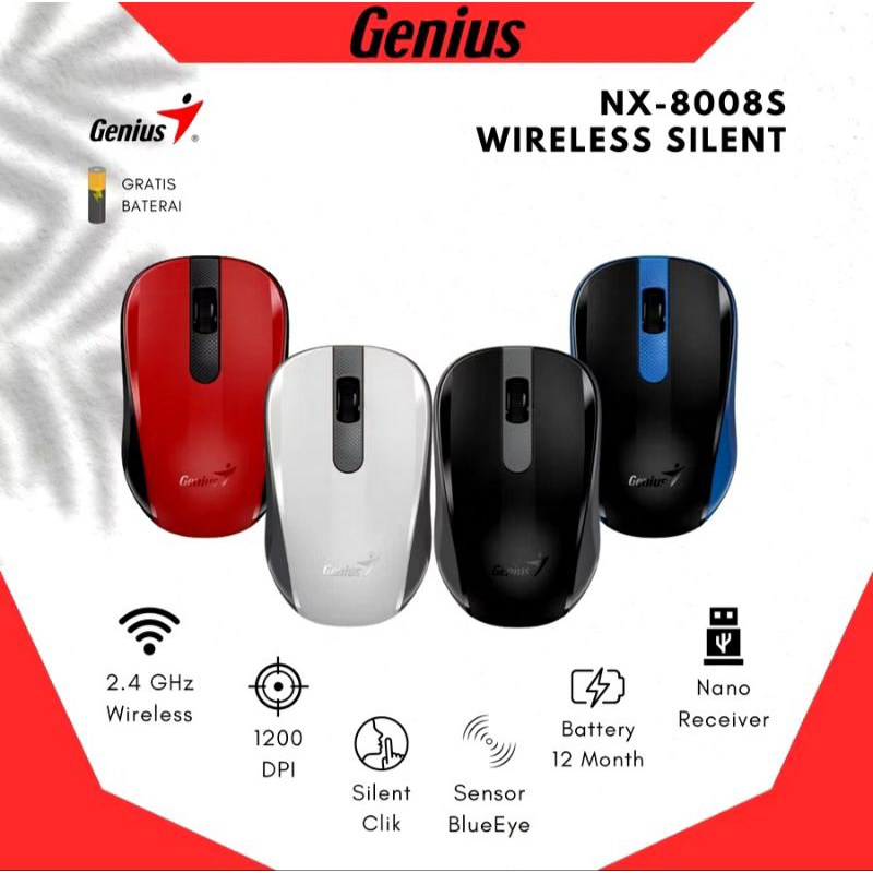 Jual MOUSE GENIUS NX-8008S WIRELESS SILENT GENIUS ORIGINAL | Shopee ...
