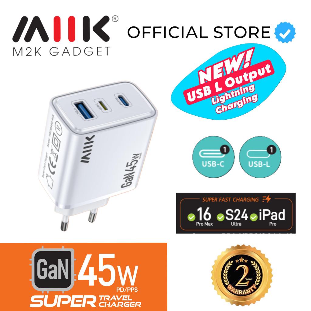 Jual M2K GaN 45W KEPALA CHARGER ADAPTOR TYPE-A TYPE-C TYPE-L NEW INNOVATION FLIP FLOP CABLE ...