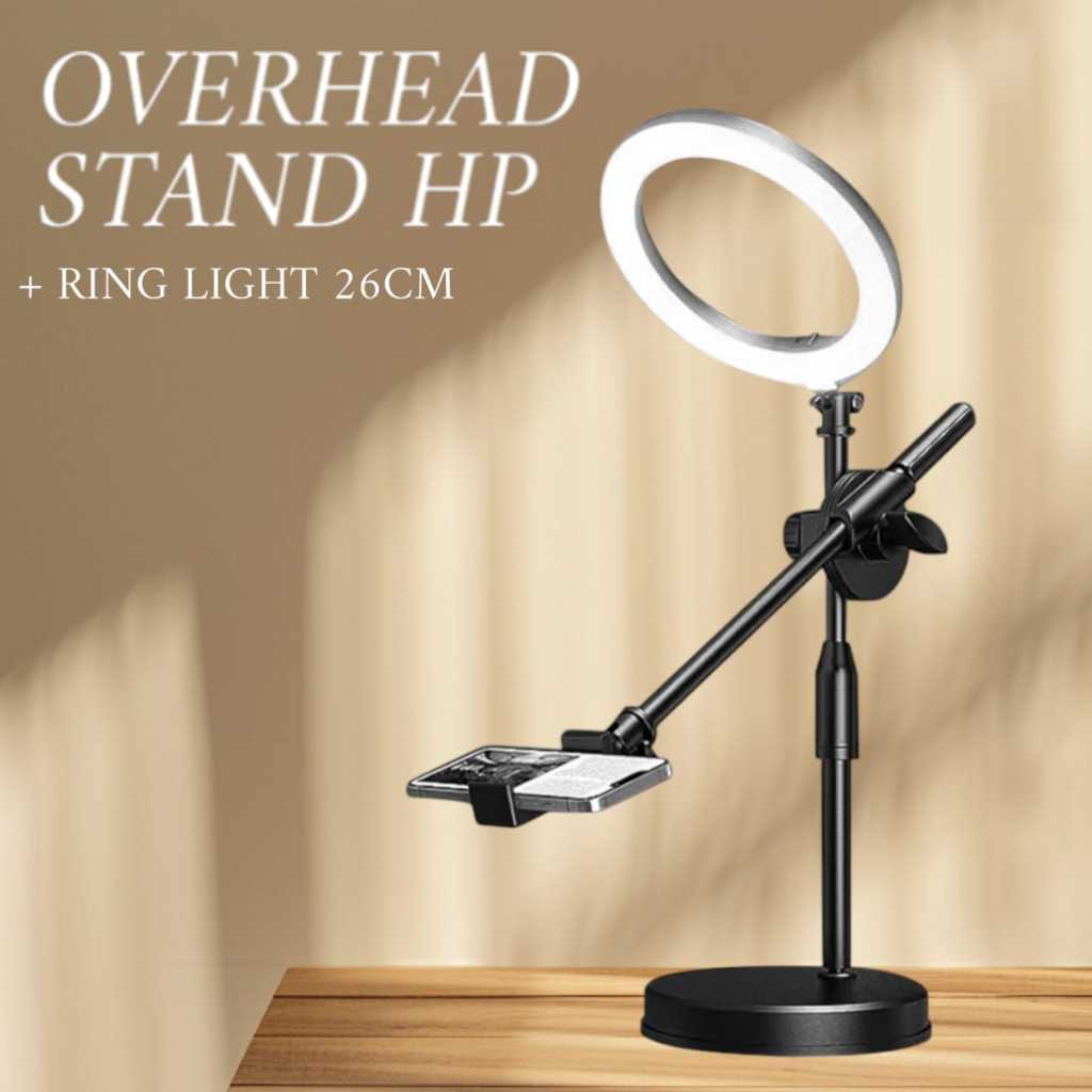 Jual Tripod Overhead Stand Holder Phone + Led Lampu 26cm Holder Bracket ...