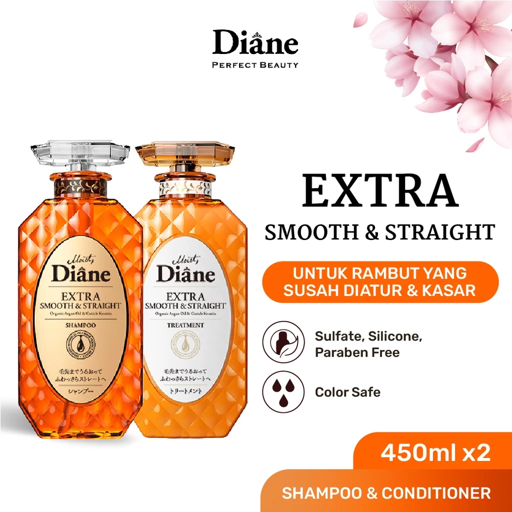 Jual MOIST DIANE EXTRA SMOOTH & STRAIGHT SHAMPOO|TREATMENT 450ML ...
