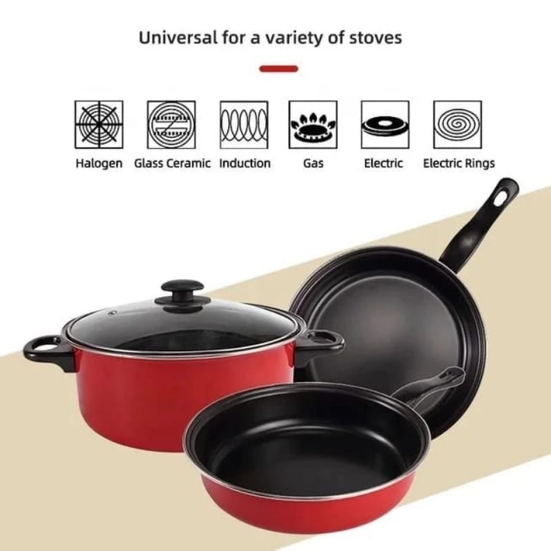 Jual Panci Wajan Cookware Set 3 in 1 Serbaguna Berkualitas | Shopee ...