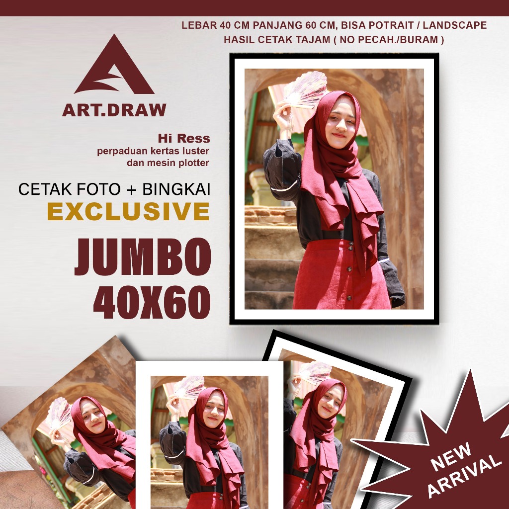 Jual CETAK FOTO EXCLUSIVE BINGKAI 40X60 (16R ) JUMBO MEDIA MDF LAMINASI ...