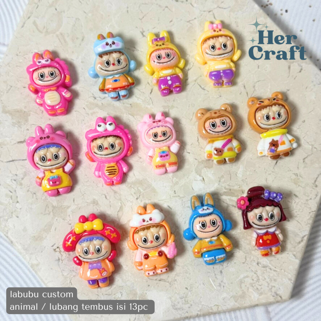 Jual Hercraft - resin Labubu custom animal / lubang tembus - isi 13pc ...