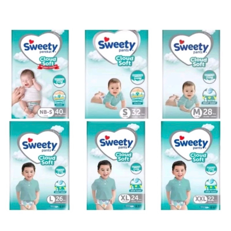 Jual Sweety Silver Pants / Perekat Cloud Soft NB - S 40 / S36 / M28 ...