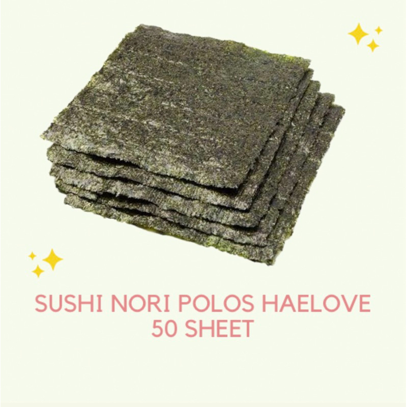 Jual HAE LOVE SUSHI POLOS 50 SHEET / SUSHI NORI / YAKINORI / NORI HALAL / NORI GIMBAB / GRADE B ...