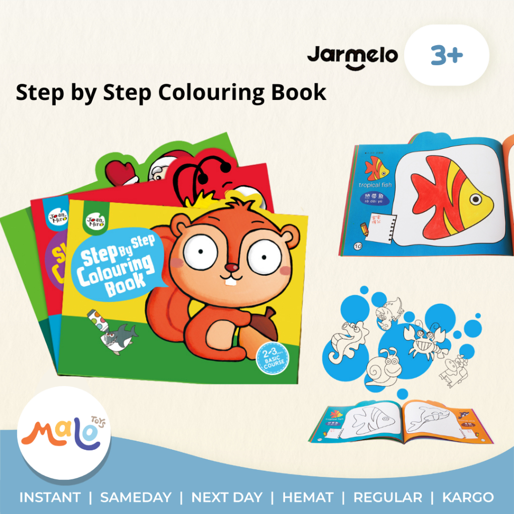 Jual MALOTOYS - JARMELO Step By Step Coloring Book BASIC Buku Mewarnai ...