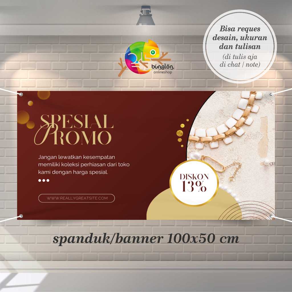 Jual Cetak Spanduk Banner Merah Elegan Spesial Promo Perhiasan | Shopee ...
