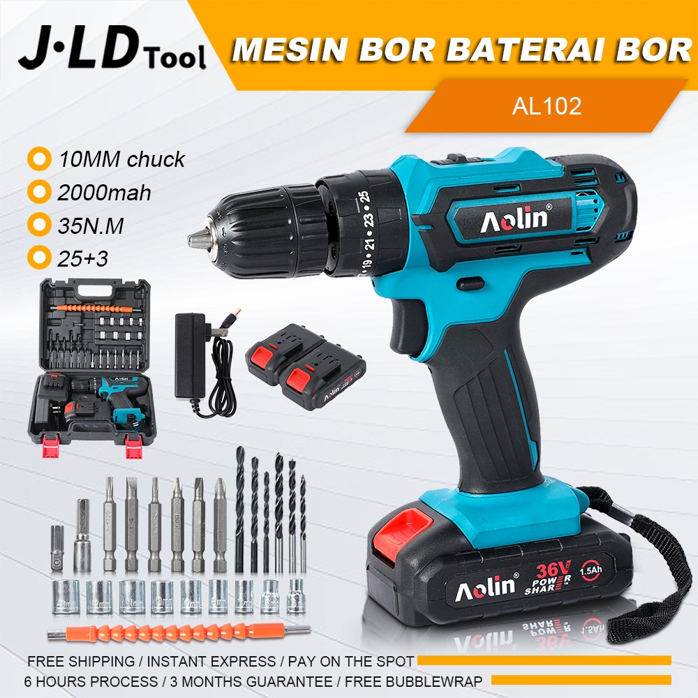 Jual AOLIN Mesin bor baterai bor 36V bor Impact listrik bor cordless ...
