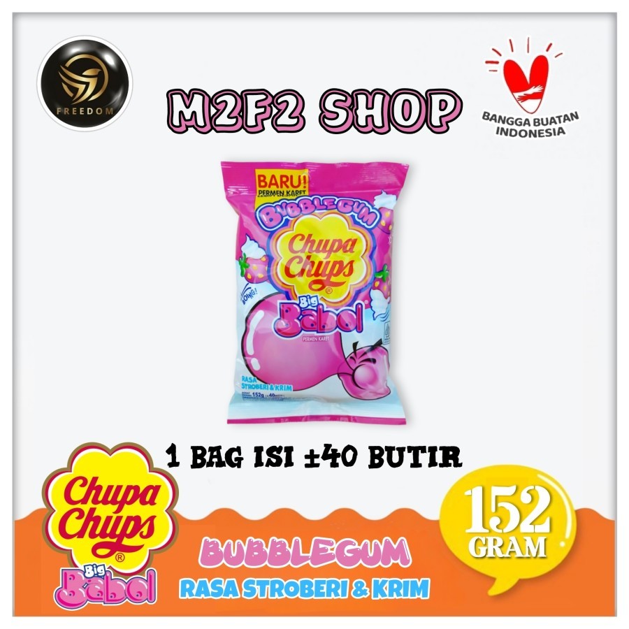 Jual Bubble Gum Chupa Chups Big Babol Strawberry & Cream | Permen Karet Rasa Stroberi & Krim ...