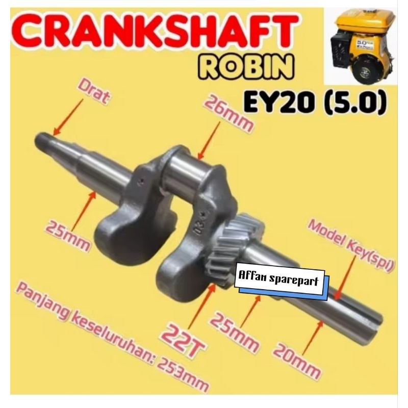 Jual EY 20 CRANKSHAFT ASSY / AS KRUK MESIN ENGINE ROBIN TIPE EY 20 ( 5 ...