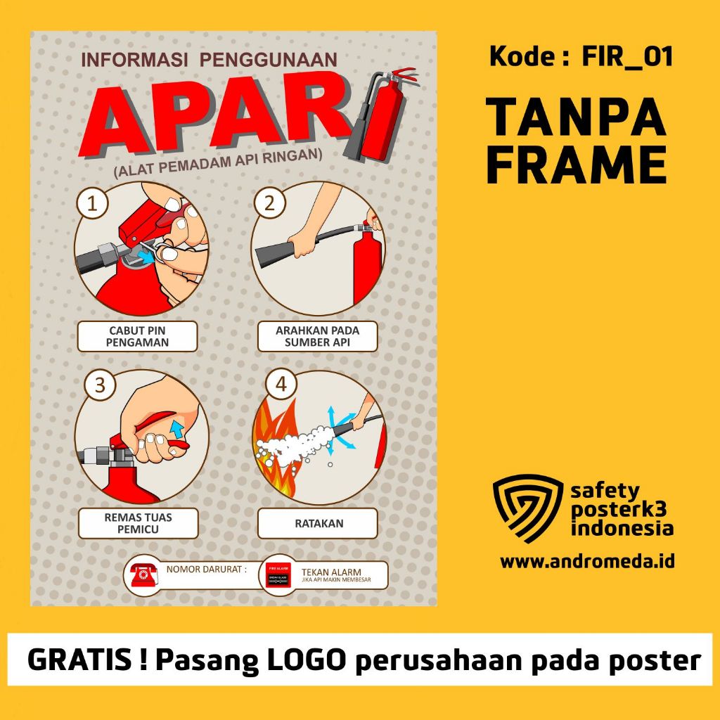 Jual Safety Poster K3: Apar Api Fire Extinguisher Cara_60x80 cm ...