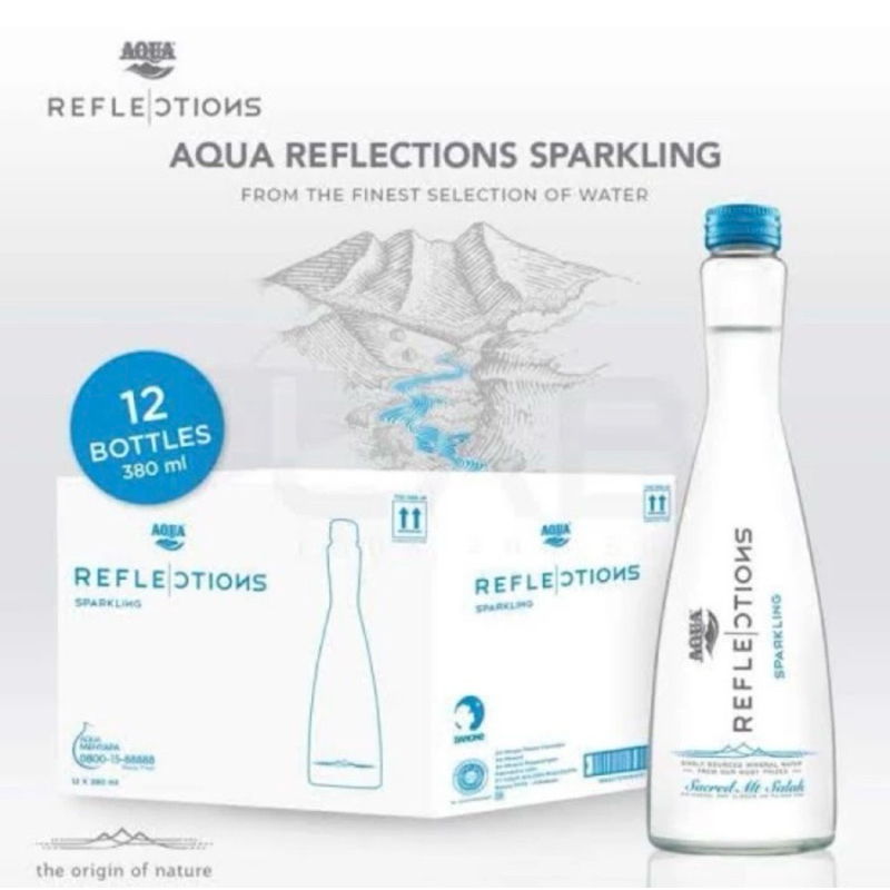 Jual Air PREMIUM Aqua Reflections SPARKLING 380 ml Botol Kaca 1 Karton isi 12 Botol Air Minum ...