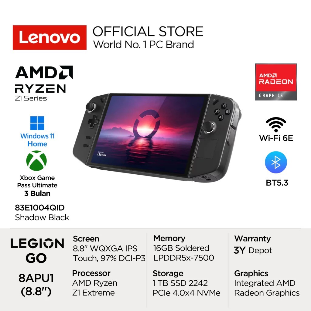 Jual Legion Go 8APU1-4QID AMD Ryzen™ Z1 Extreme 16GB 1TB SSD AMD Radeon ...