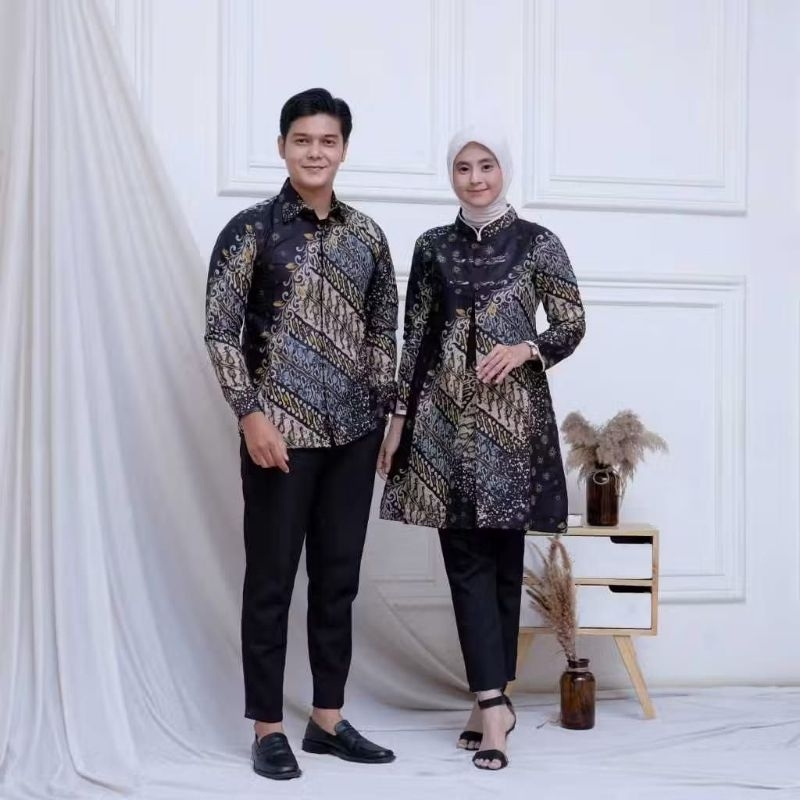 Jual Batik Couple Modern Set Pakaian Couple Kemeja Batik Slimfit Atasan ...