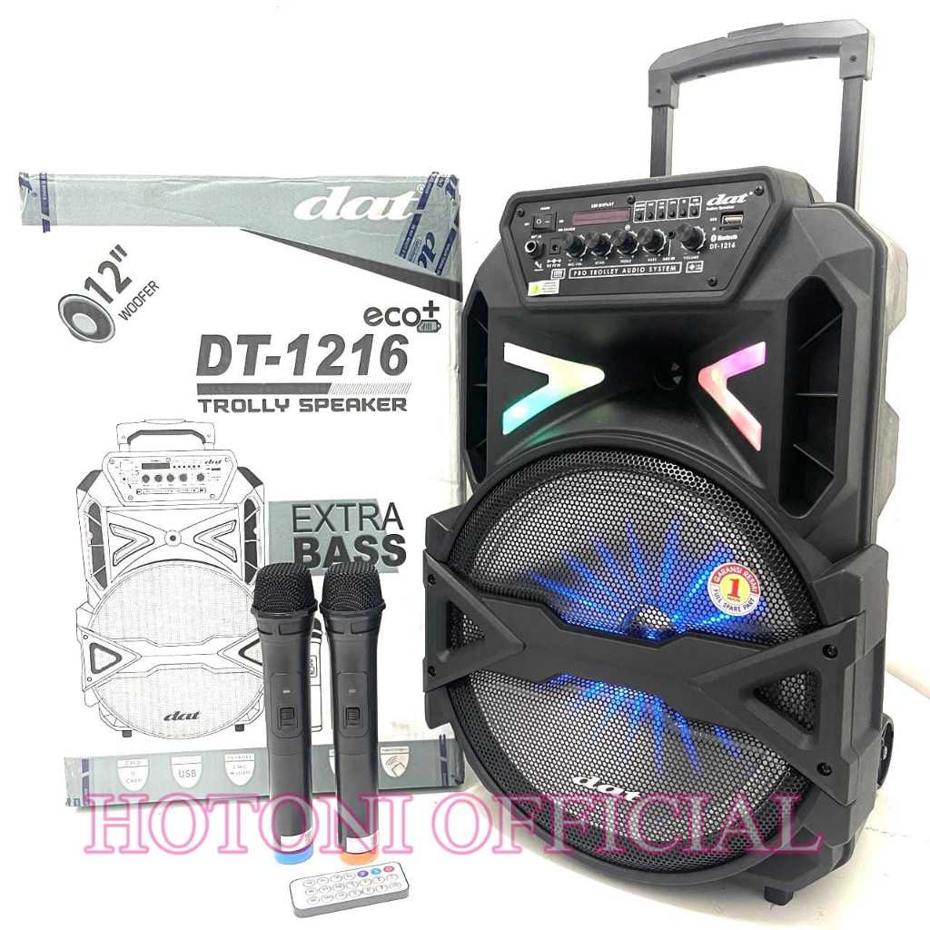Jual Speaker Portable DAT DT 1216 12inch 2bh Mic Wireless Dat1216 Dt1216 ( Bisa COD ) | Shopee ...