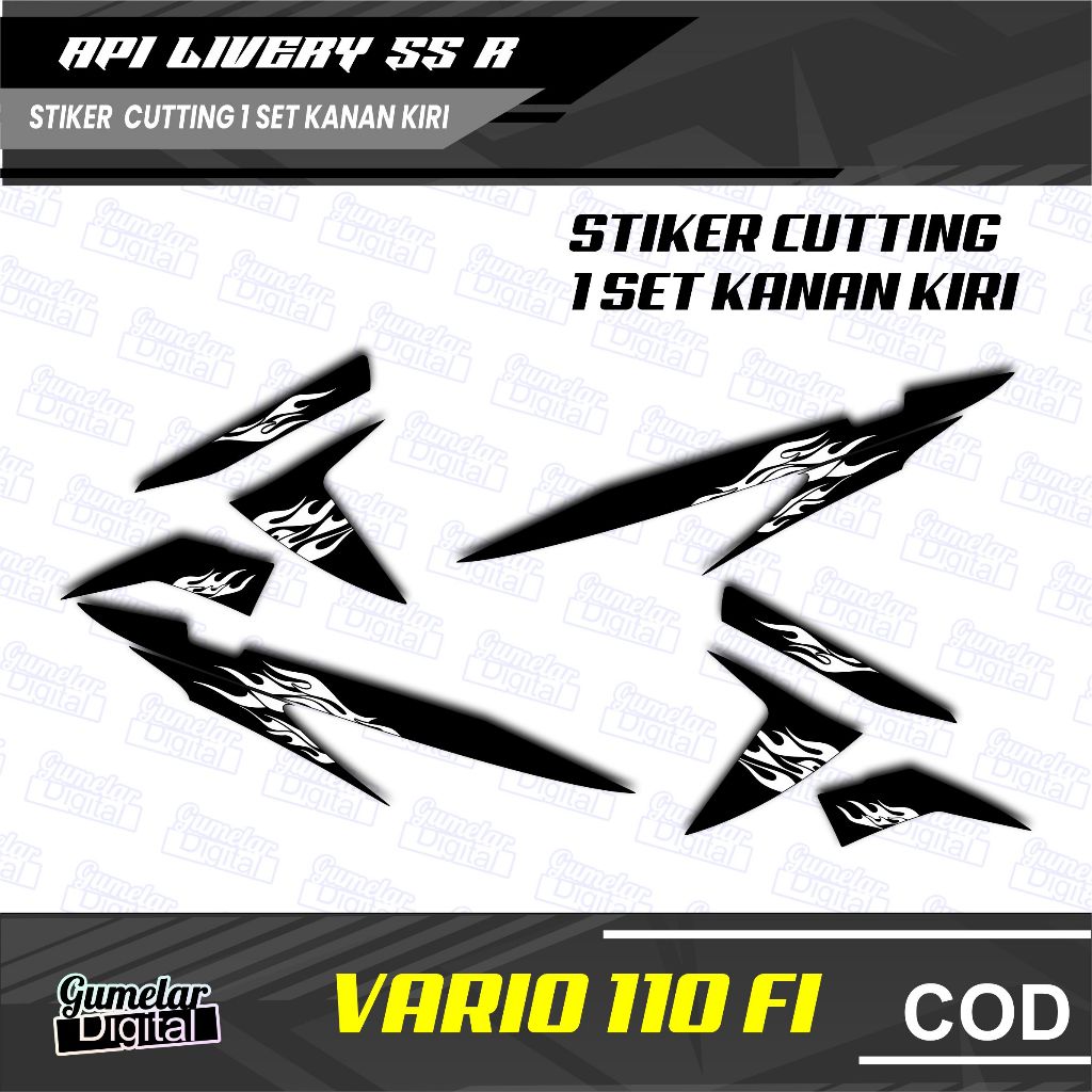 Jual CUTTING STIKER SIMPEL HONDA VARIO 110 FI API LIVERY SS R CUTTING ...