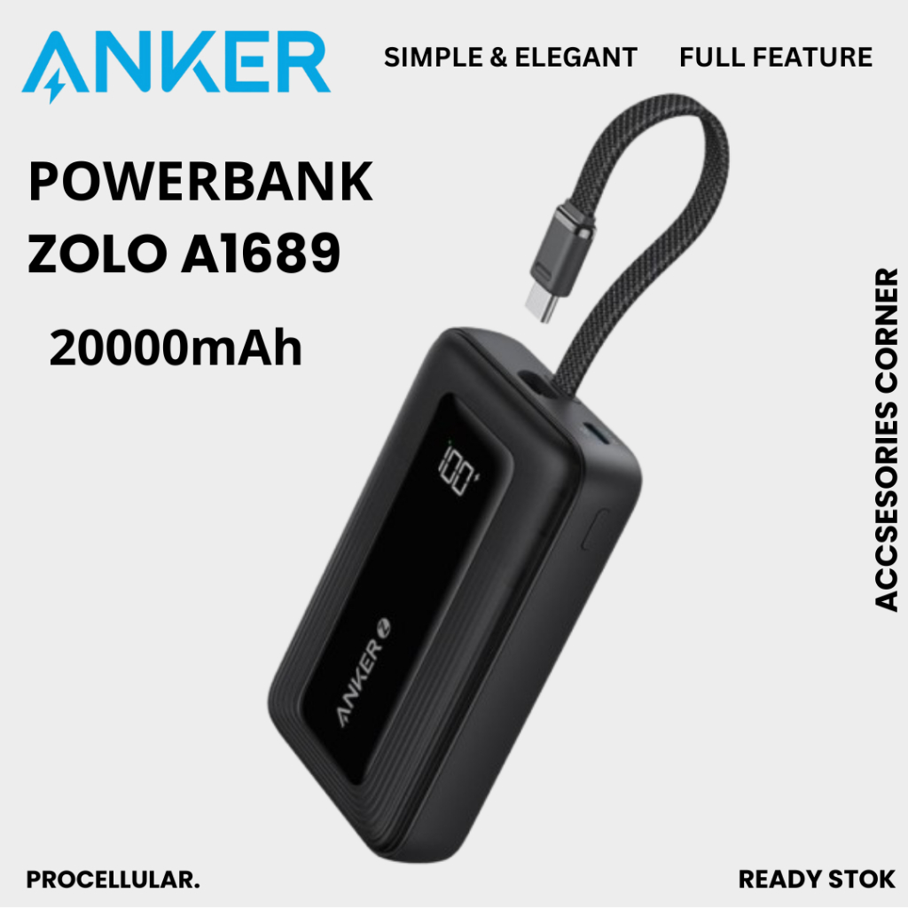 Jual Anker Zolo Power Bank 20000mAh 30W Fast Charging A1689 | Shopee Indonesia