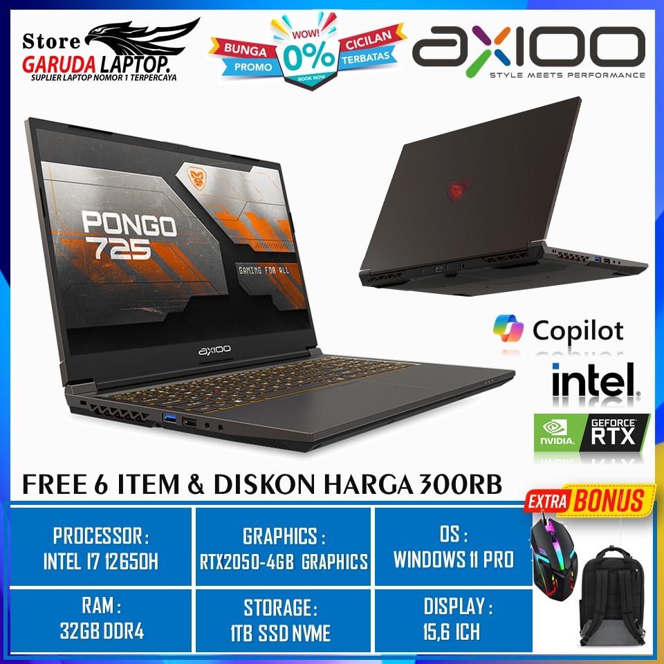 Jual Axioo Pongo 725 Intel Core i7 12650H RAM 32GB 1TB SSD RTX2050-4GB ...