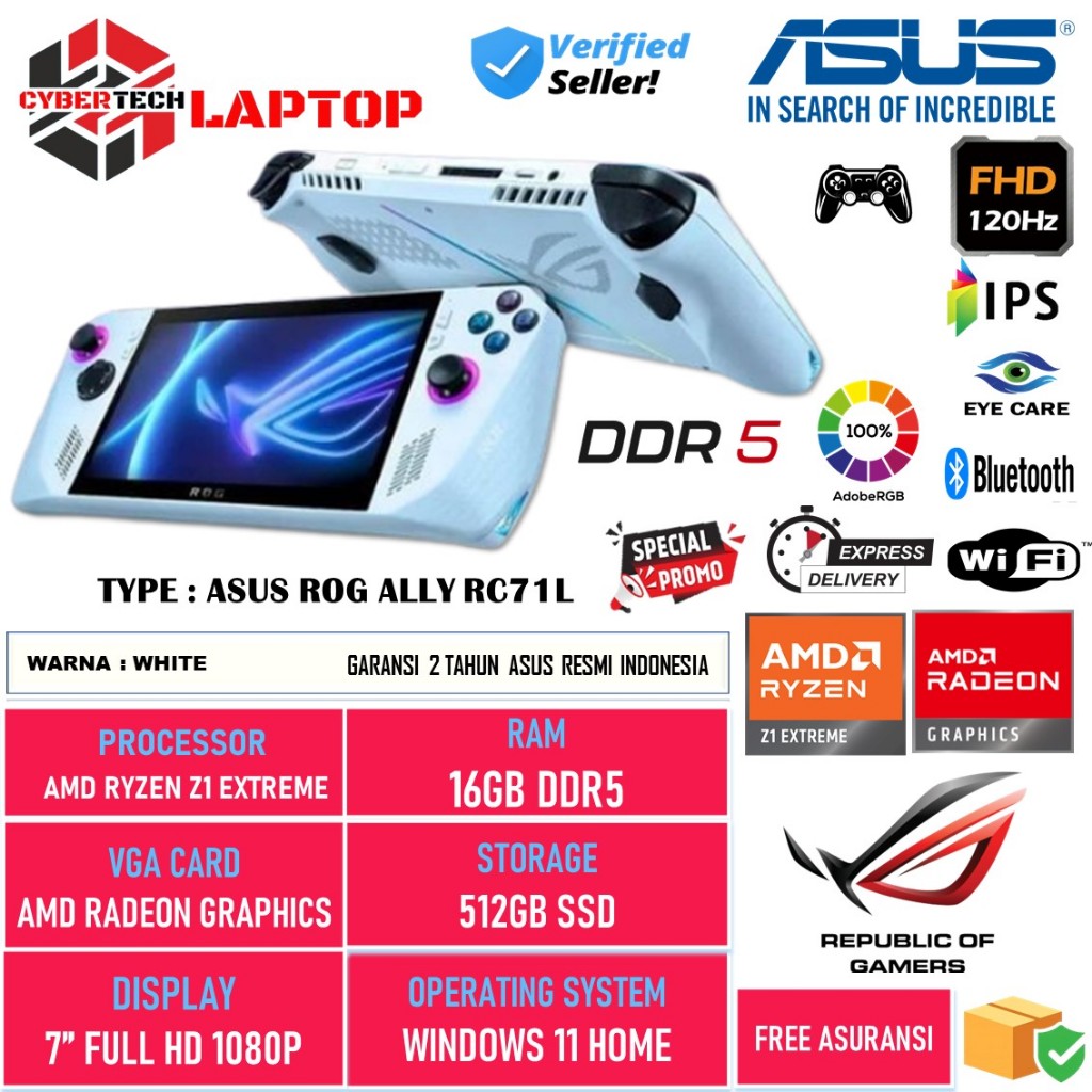 Jual ASUS ROG Ally - RC71L-R2RADA6W AMD Ryzen Z1 Extreme 16GB DDR5 ...