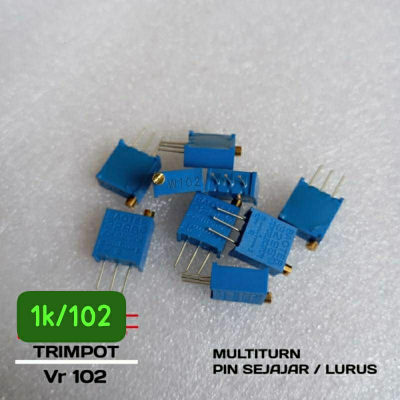 Jual Trimpot vr 1k/102 ohm multiturn kaki lurus | Shopee Indonesia