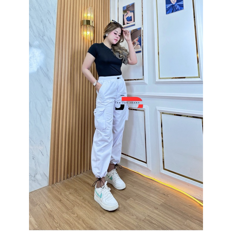 Jual Kiya Cargo Pants Wanita Highwaist Loose Korean Style Jumbo - Celana Kargo Wanita Terbaru ...
