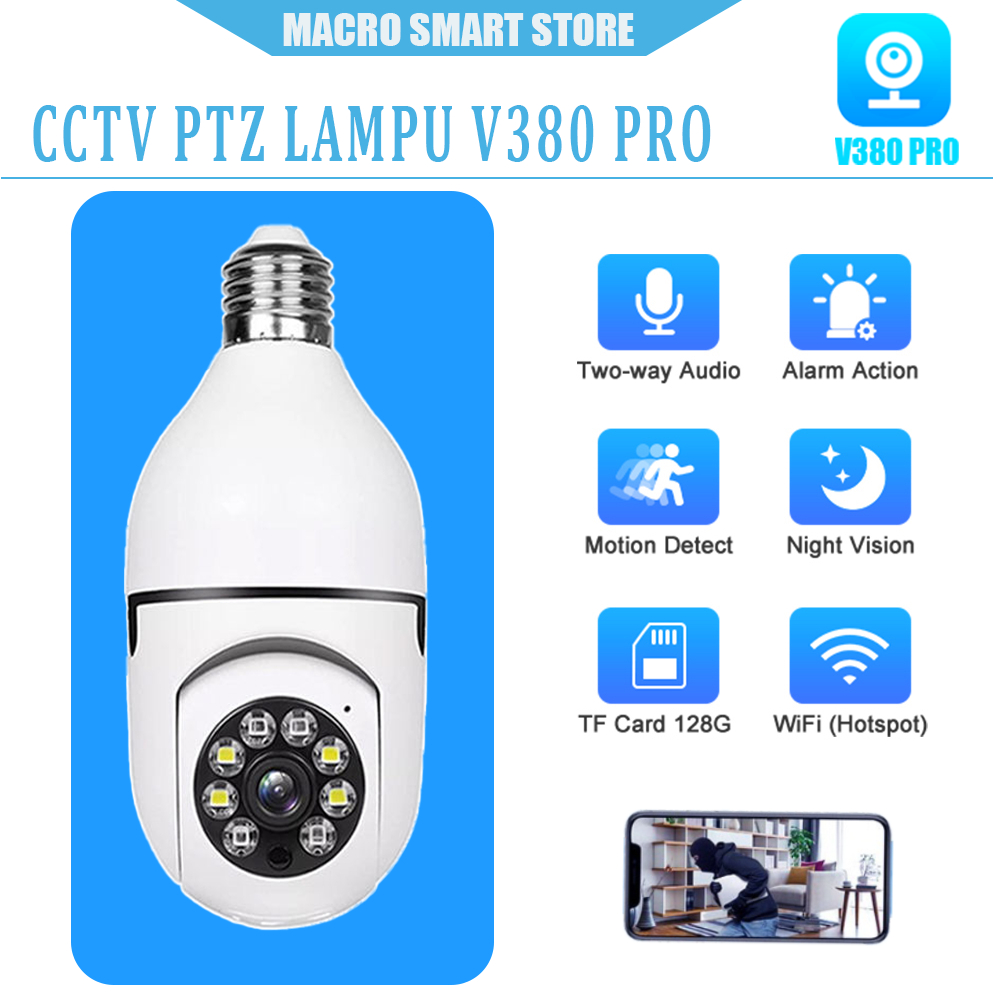 Jual CCTV Lampu PTZ Bohlam E27 8MP Kamera CCTV 1080P HD V380 Pro IP ...