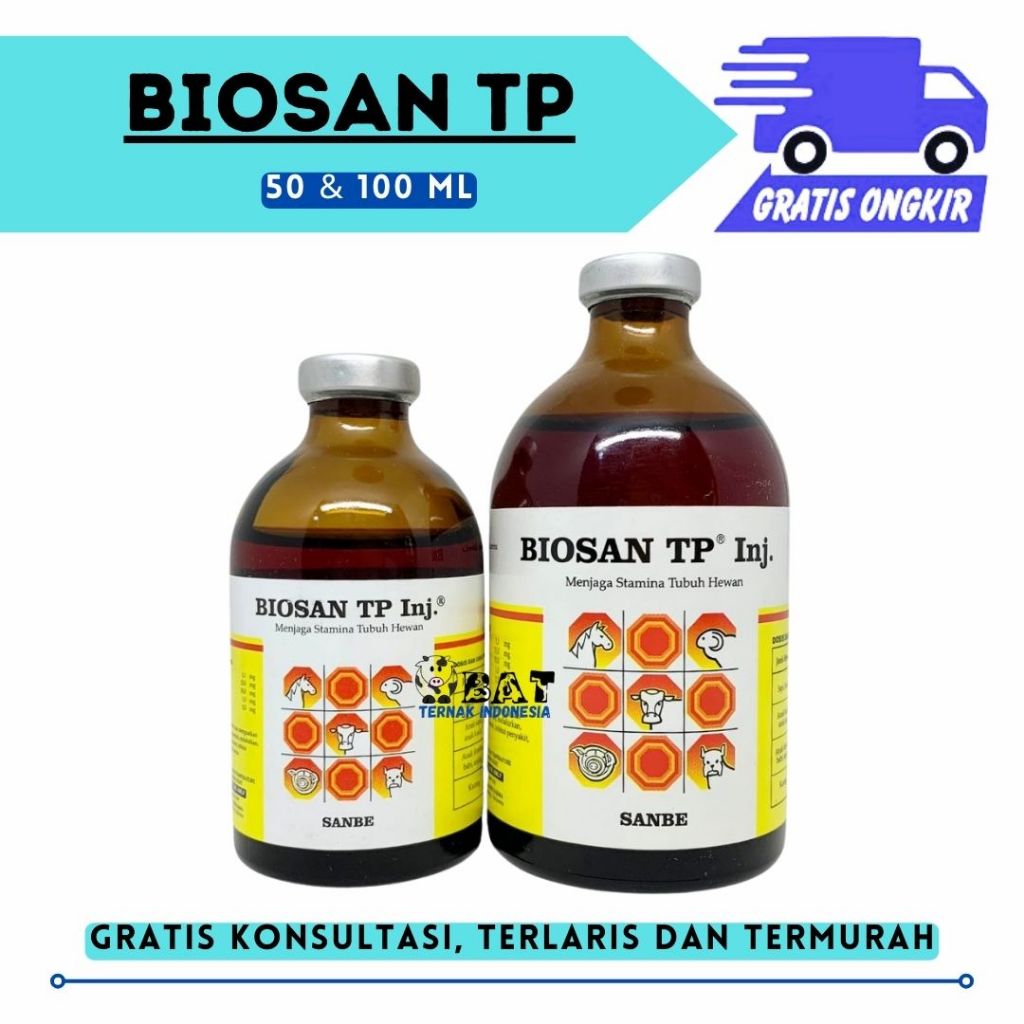 Jual Biosan TP INJ 50ml & 100ml - Meningkatkan Stamina Daya Tahan Hewan ...