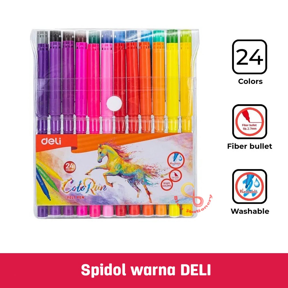Jual Deli Spidol warna Coloring marker Felt pen Spidol warna warni ...