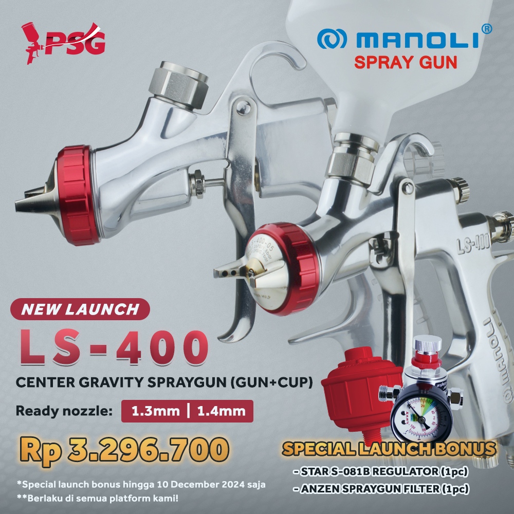 Jual MANOLI LS-400 CENTER GRAVITY SPRAYGUN (GUN+CUP) | Shopee Indonesia
