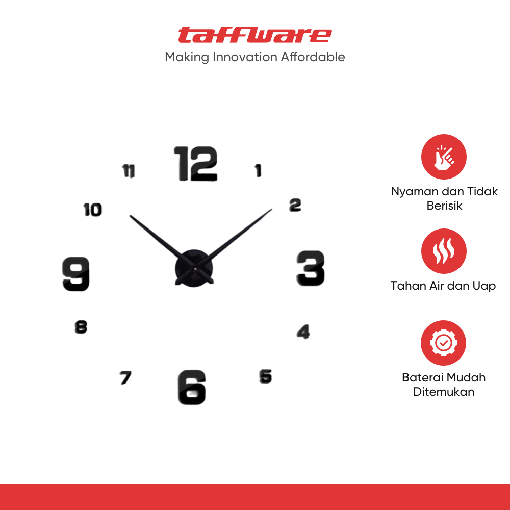 Jual Taffware Jam Dinding Besar DIY Giant Wall Clock 90-100cm - DIY-102 ...