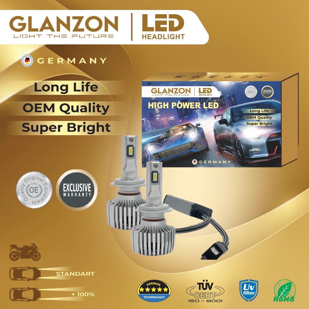 Jual LAMPU HALOGEN GLANZON LED H4 12/24 V 100 WATT-WHITE | Shopee Indonesia
