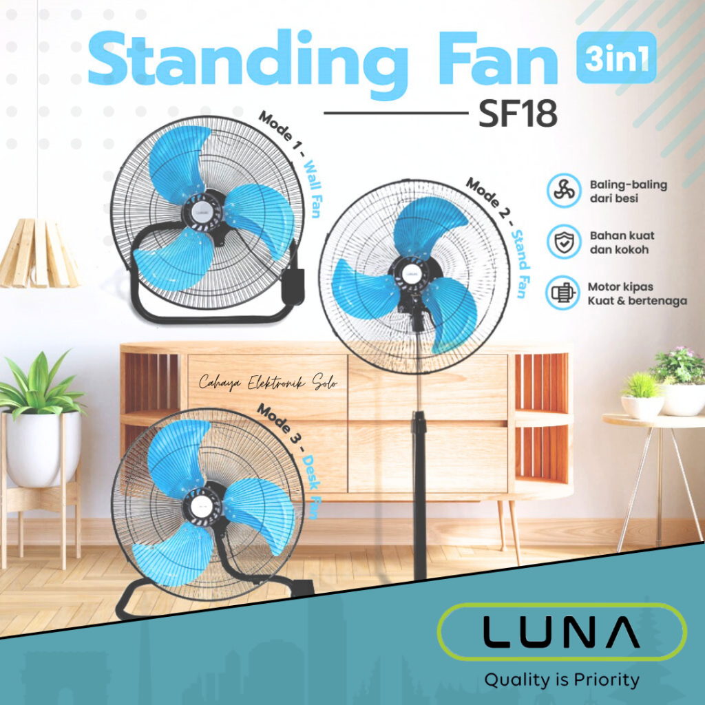 Jual Stand Fan Luna Evercoss SF-18 Besi 3 in 1 Kipas Angin SF 18 | Shopee Indonesia