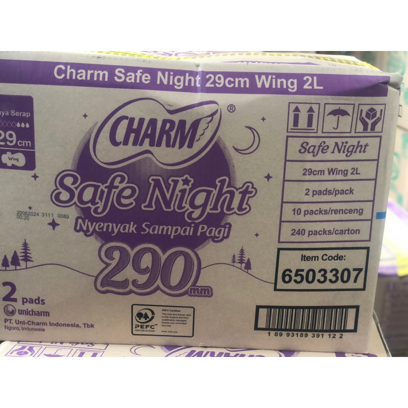 Jual KARTON Pembalut Charm Safe Night 29cm Renceng 2P Sachet 1 Karton Isi 24 Renceng | Shopee ...