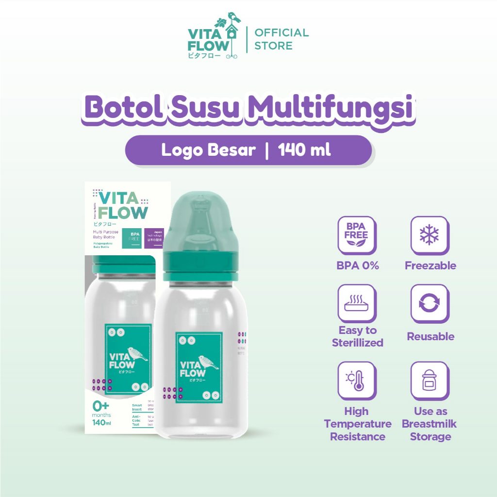 Jual Vitaflow Botol Susu Multifungsi PP 140 ml Logo Besar | Shopee ...