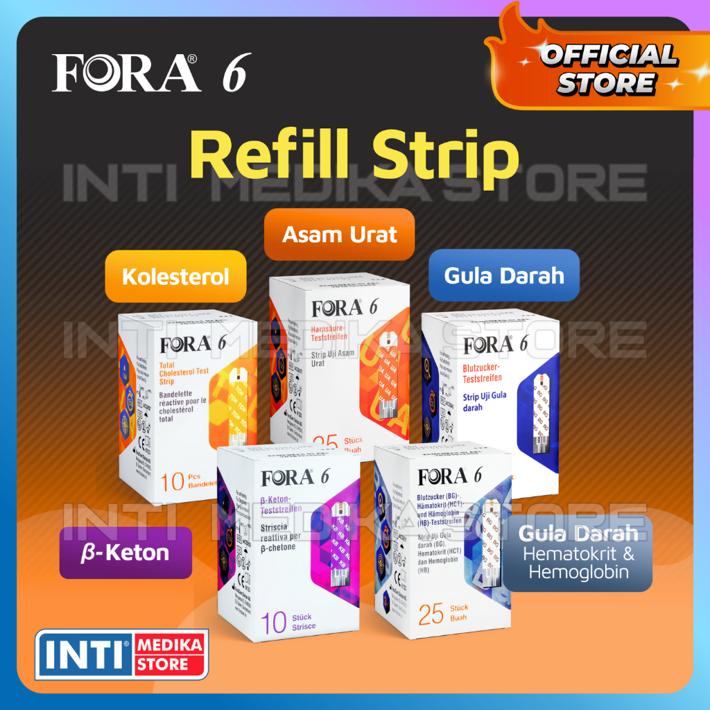 Jual FORA 6 - Strip Tes Gula Darah / Asam Urat / Kolesterol / B-Keton ...