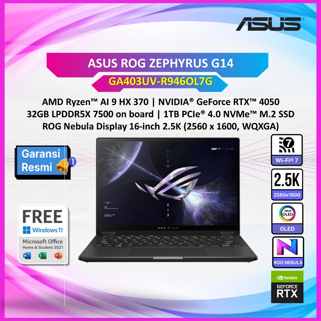 Jual ASUS ROG ZEPHYRUS G14 OLED GA403UV RYZEN 9 8945HS RTX4060 8GB ...