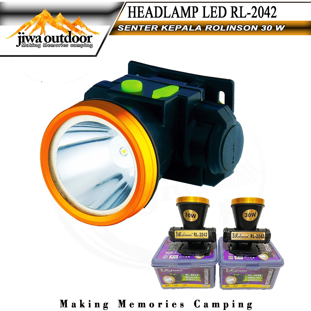 Jual Headlamp Rl-2042 senter kepala led rolinson 30W senter camping ...