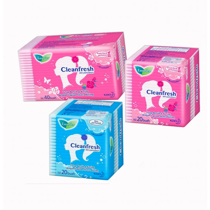 Jual LAURIER Pantyliner Cleanfresh | Perfume (PINK) / Non Perfume (BIRU ...