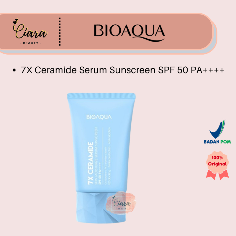 Jual Bioaqua 7X Ceramide Serum Sunscreen SPF 50 PA ++++ Sunscreen Gel ...