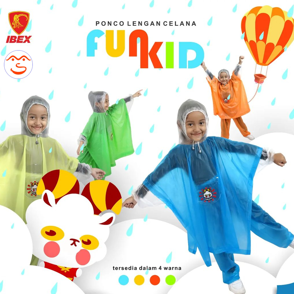 Jual Ibex Jas Hujan Ponco Lengan Celana Fun Kid | Shopee Indonesia