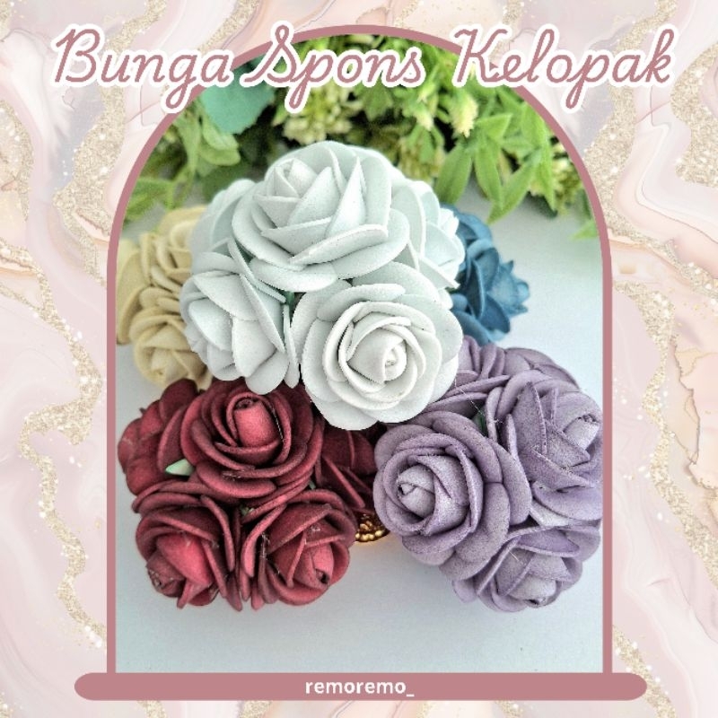 Jual BUNGA SPONS KELOPAK - BUNGA SPON MAWAR DEKORASI MAHAR AESTHETIC ...