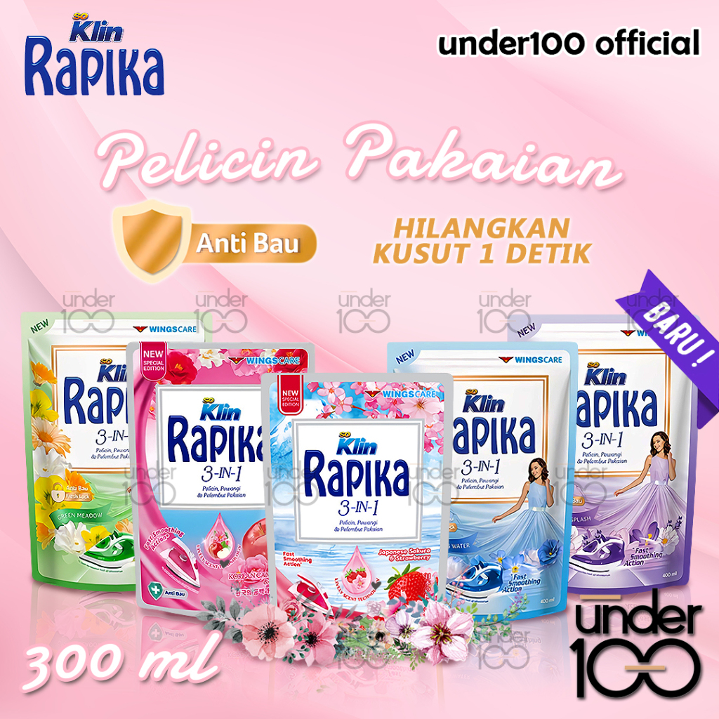 Jual Under100 So Klin Rapika 3 in 1 Pelicin Pakaian Refill 300 ml ...