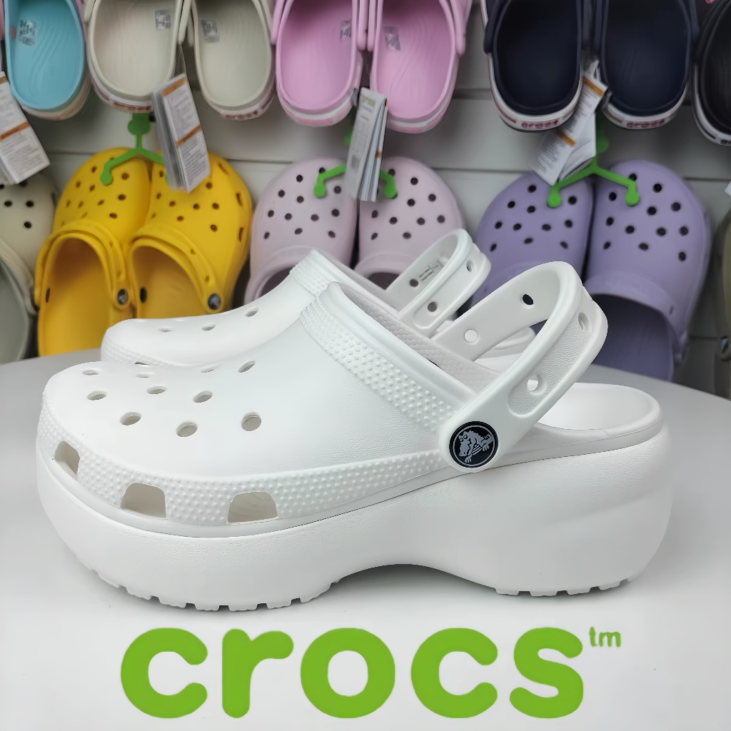 Jual 【COD】100% ORIGINAL Crocs Classic Platform Women Clog -- WHITE ...