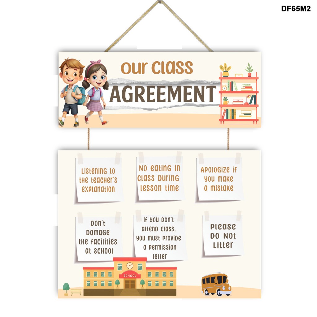 Jual Hiasan dinding OUR CLASS AGREEMENT 2 susun pajangan dinding kesepakatan kelas menarik ...