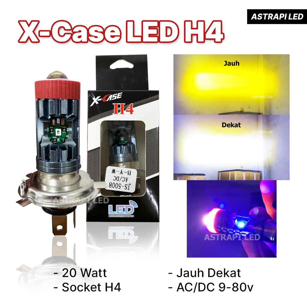 Jual X-Case Lampu Led Motor H4 Socket Jauh Dekat Kuning Putih Senja ...