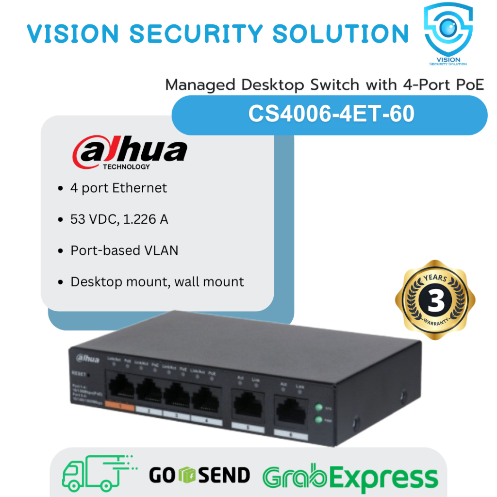 Jual Dahua Switch DH-CS4006-4ET-60 Poe 6-Port Cloud Managed Desktop ...