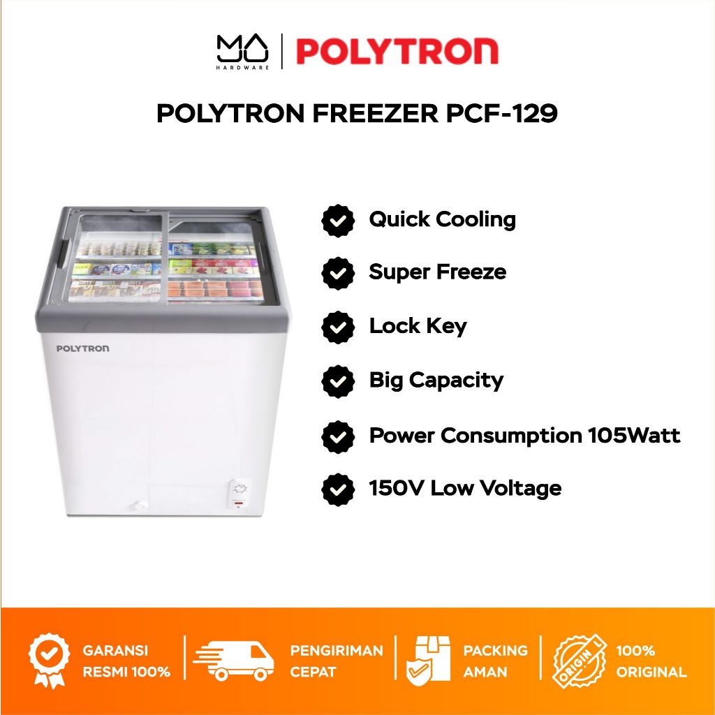 Jual POLYTRON Chest Freezer Sliding Glass 100 liter PCF 129 - Garansi ...