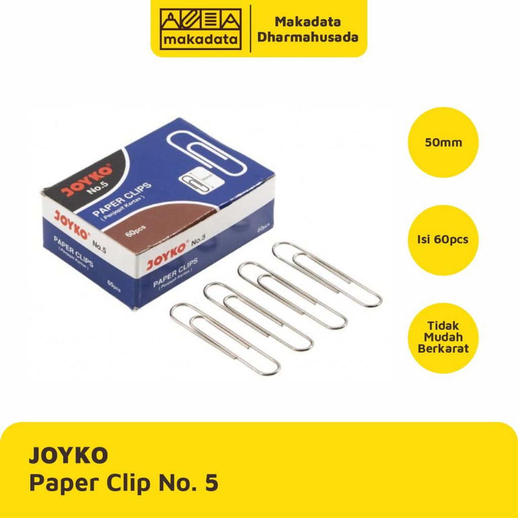 Jual PAPER CLIP | KLIP PENJEPIT KERTAS JOYKO NO.5 (1 PCS) | Shopee ...
